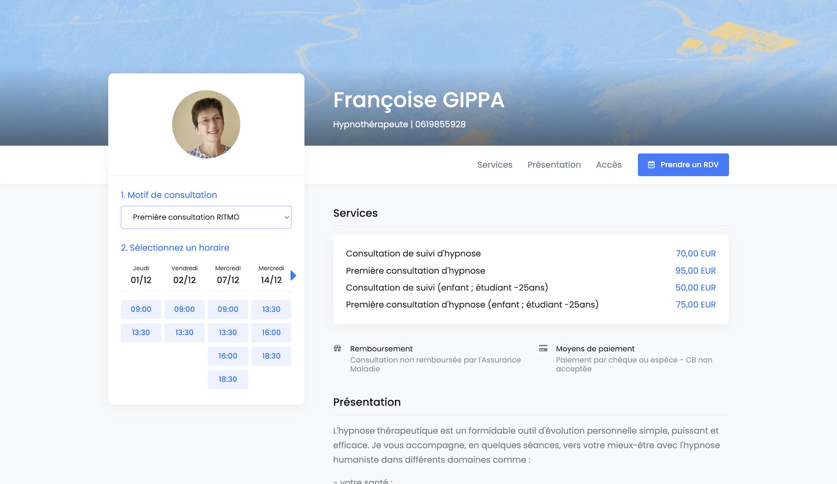 Exemples de professionnels